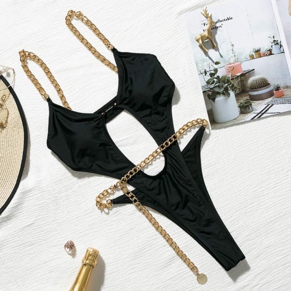 Swim | Sexy Chain High Cut One Piece Monokini Black | Poshmark